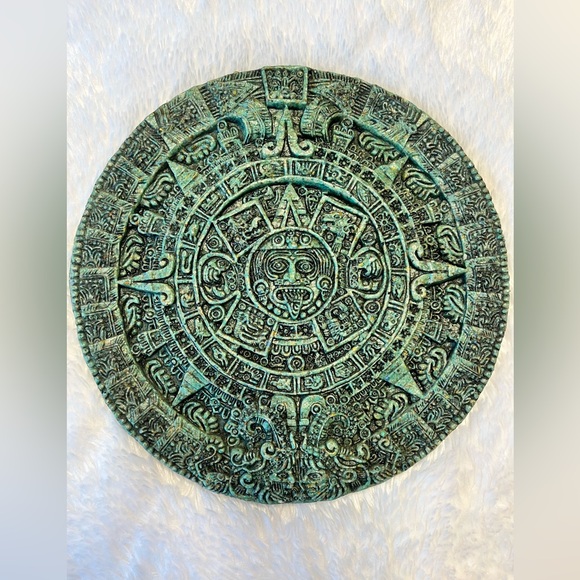 Accents | Vintage Aztec Mayan Solar Sun Calendar Plaque Sculpture 11 ...